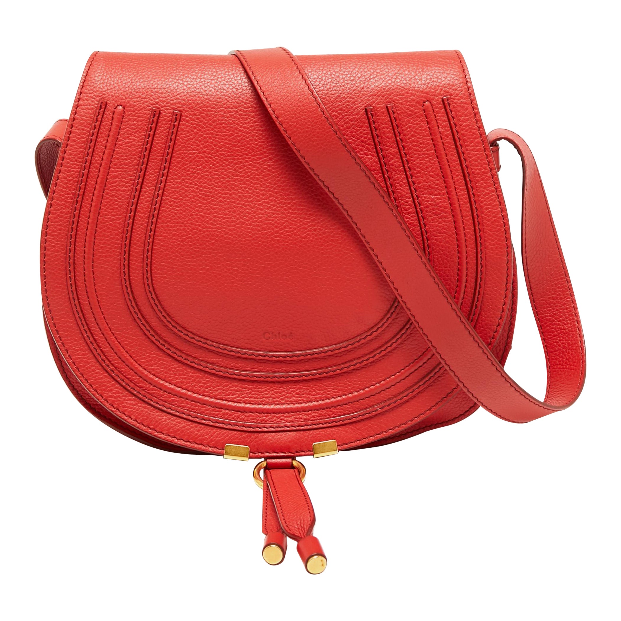 Chloe Red Leather Medium Marcie Shoulder Bag at 1stDibs