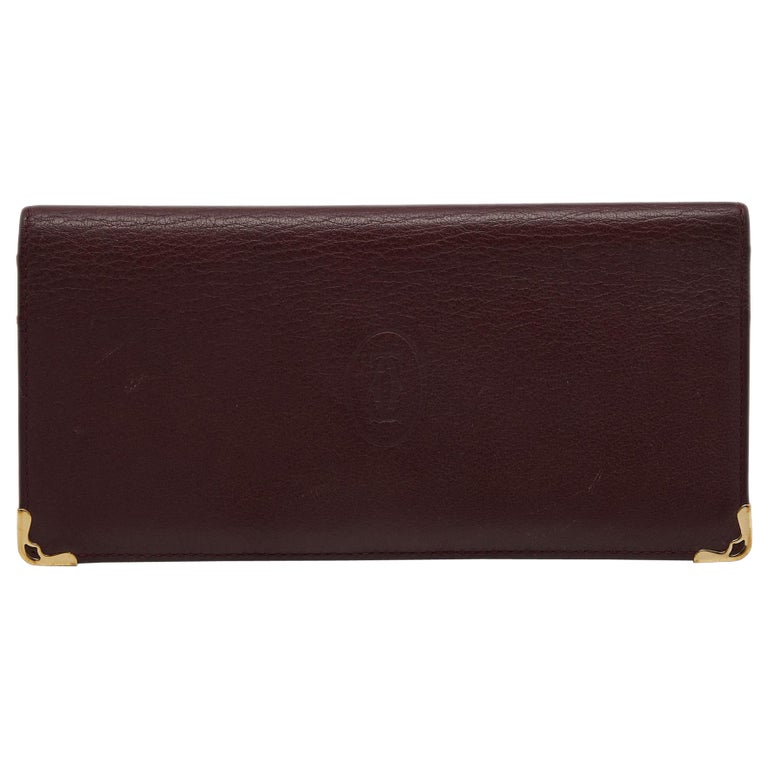 Cartier Burgundy Leather Must De Cartier Leather Long Wallet at 1stDibs