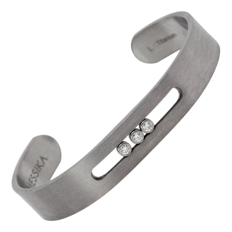 Messika Move Diamonds Titanium Open Cuff Bracelet L For Sale at 1stDibs