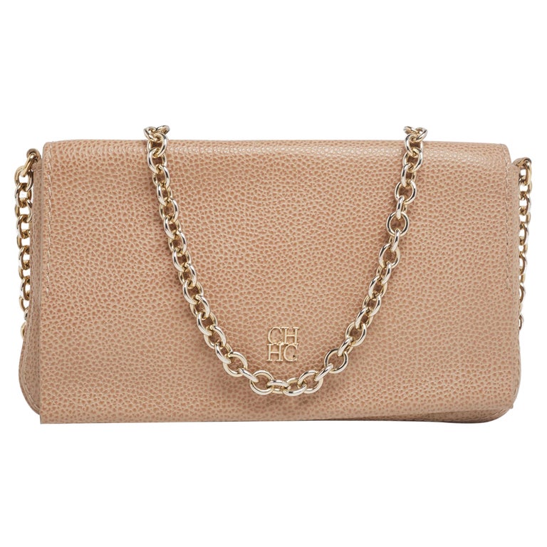 CH Carolina Herrera Beige Leather Flap Chain Shoulder Bag For Sale at ...