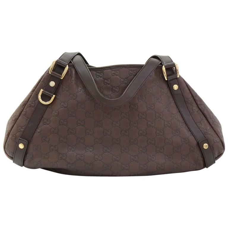 Gucci Guccissima Dark Brown Leather Hand Bag at 1stDibs