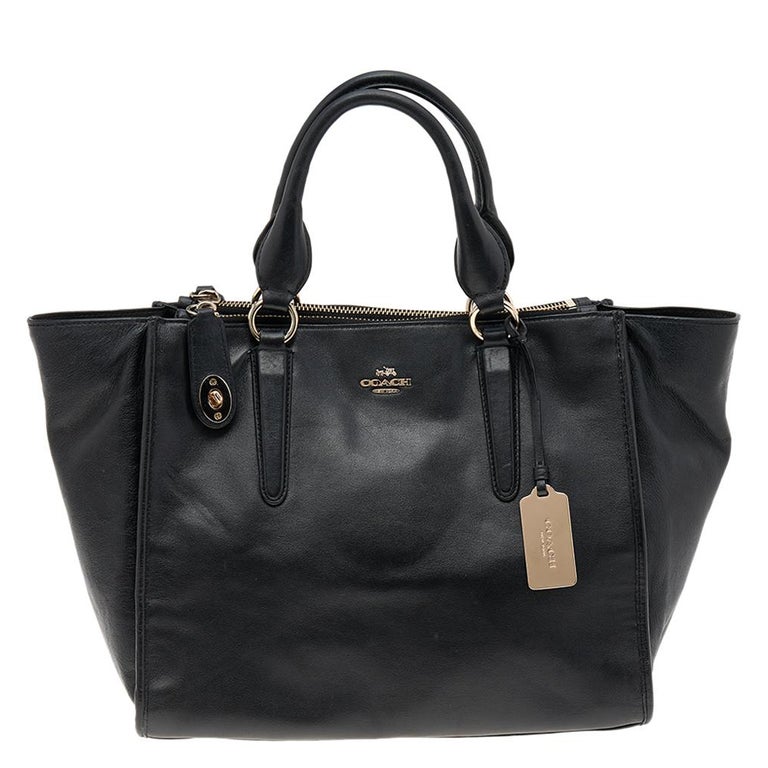 Coach Black Leather Crosby Carryall Double Zip Tote at 1stDibs
