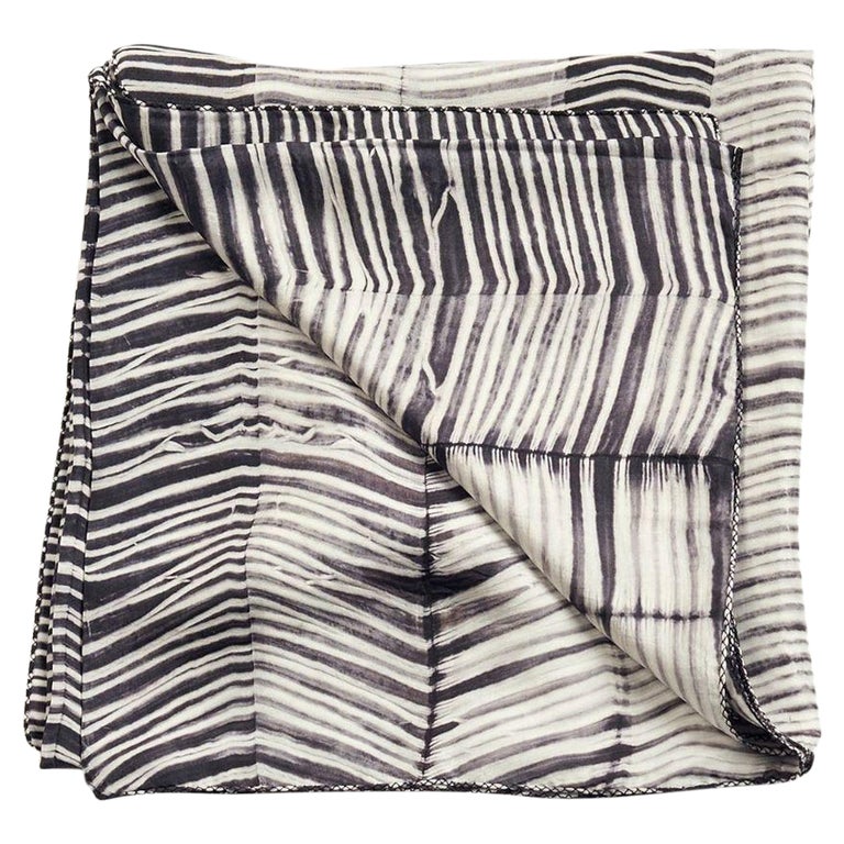 Ero Scarf in White Black Classic Shibori Print Handmade by Artisans For ...