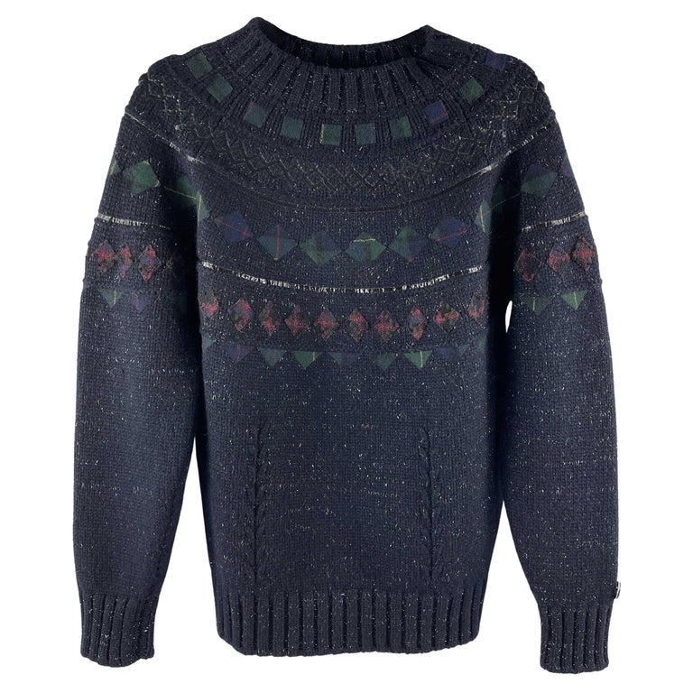 CHANEL 13A Cashmere Navy 'Fair Isle' Knit Pullover Sweater FR 36 US 4 ...