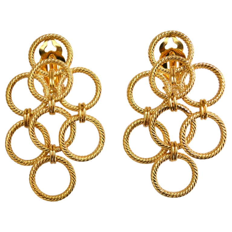 24-Carat Gilded Bronze Triple Clip Earrings For Sale at 1stDibs