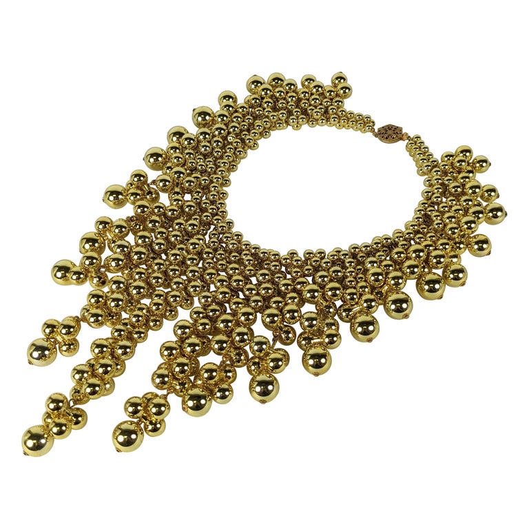 Miriam Haskell Gold Bubbles Bib For Sale at 1stDibs