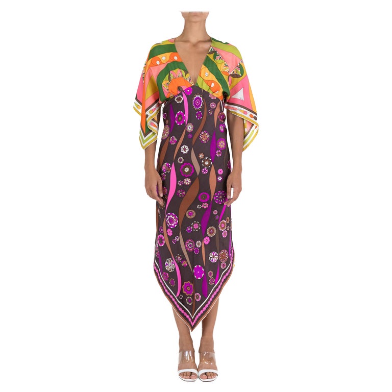 MORPHEW COLLECTION Brown, Purple Multicolored Silk Pucci 2-Scarf Dress ...
