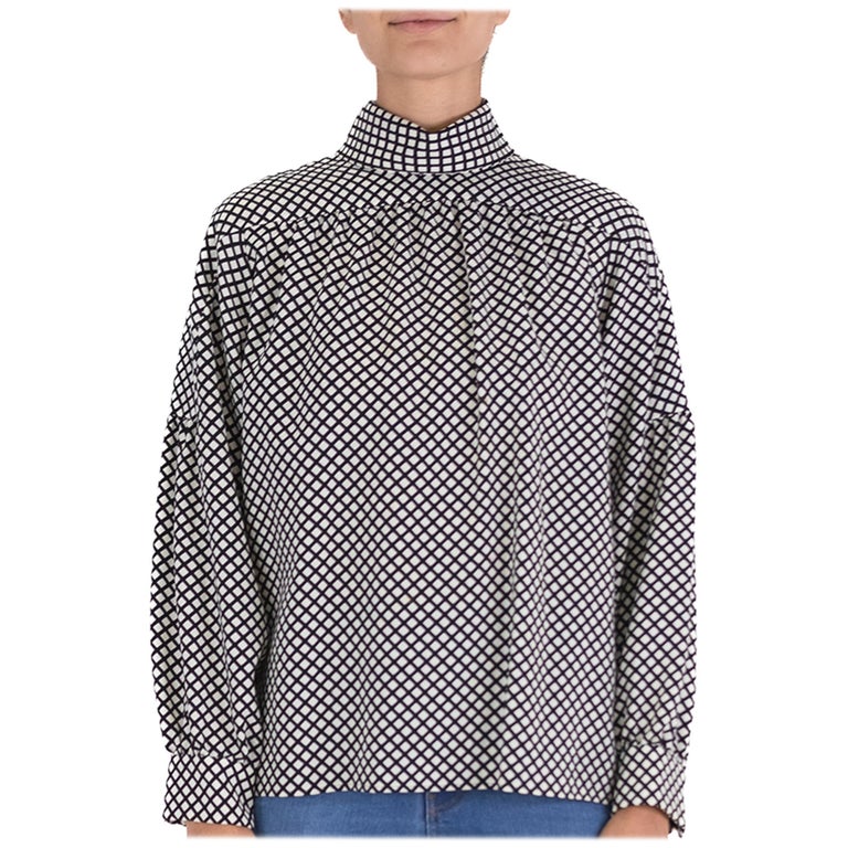 1970S Yves Saint Laurent White and Black Rive Gouche Wool Geometric ...