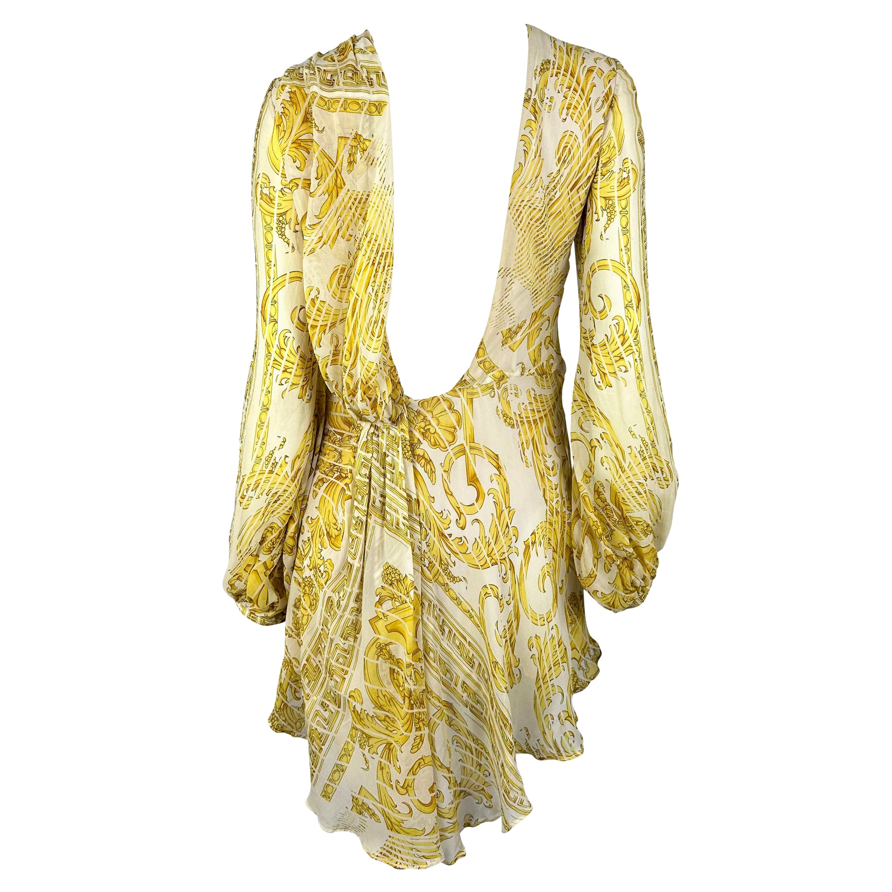 2000s Versace by Donatella Purple Rhinestone Sheer Chiffon Boned Flare ...