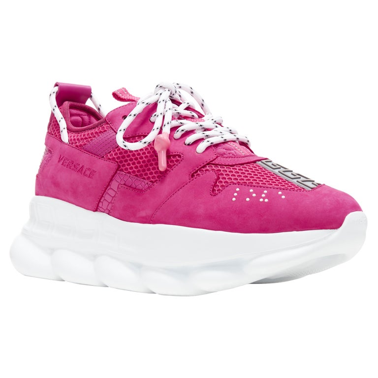 new VERSACE Chain Reaction Blowzy pink suede low top chunky sneaker ...