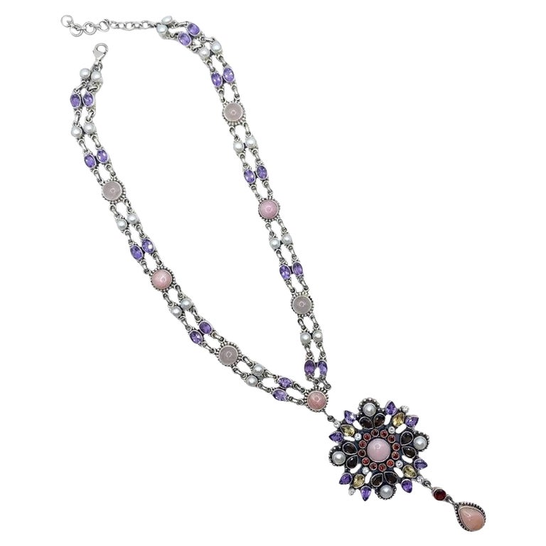 Nicky Butler Sterling Silver 925 India Multi Gemstone Necklace For Sale ...