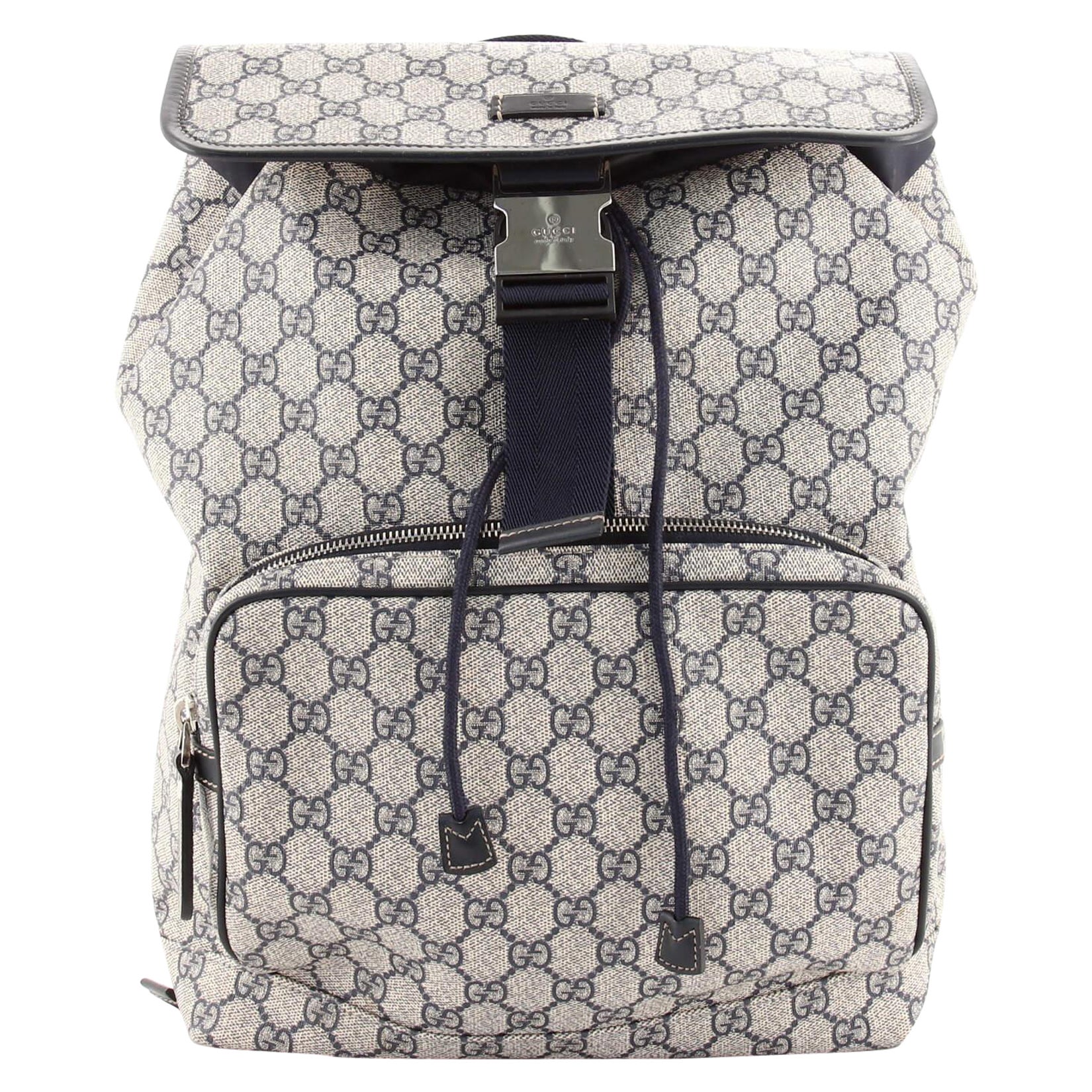 Gucci Buckle Backpack GG Coated Canvas Medium at 1stDibs