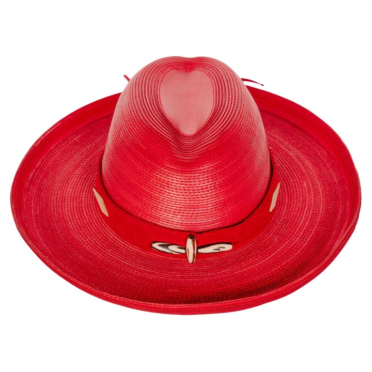 Patricia Underwood Red Leather Western Hat, 1980s For Sale at 1stDibs