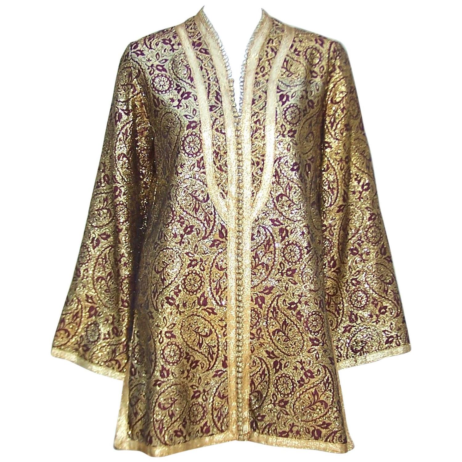 1960's Dimitri Kritsas Exotic Moroccan Gold Brocade Tunic Top at 1stdibs