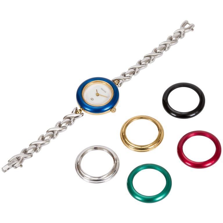 Gucci Two-Tone Watch with Multi Color Bezels at 1stDibs