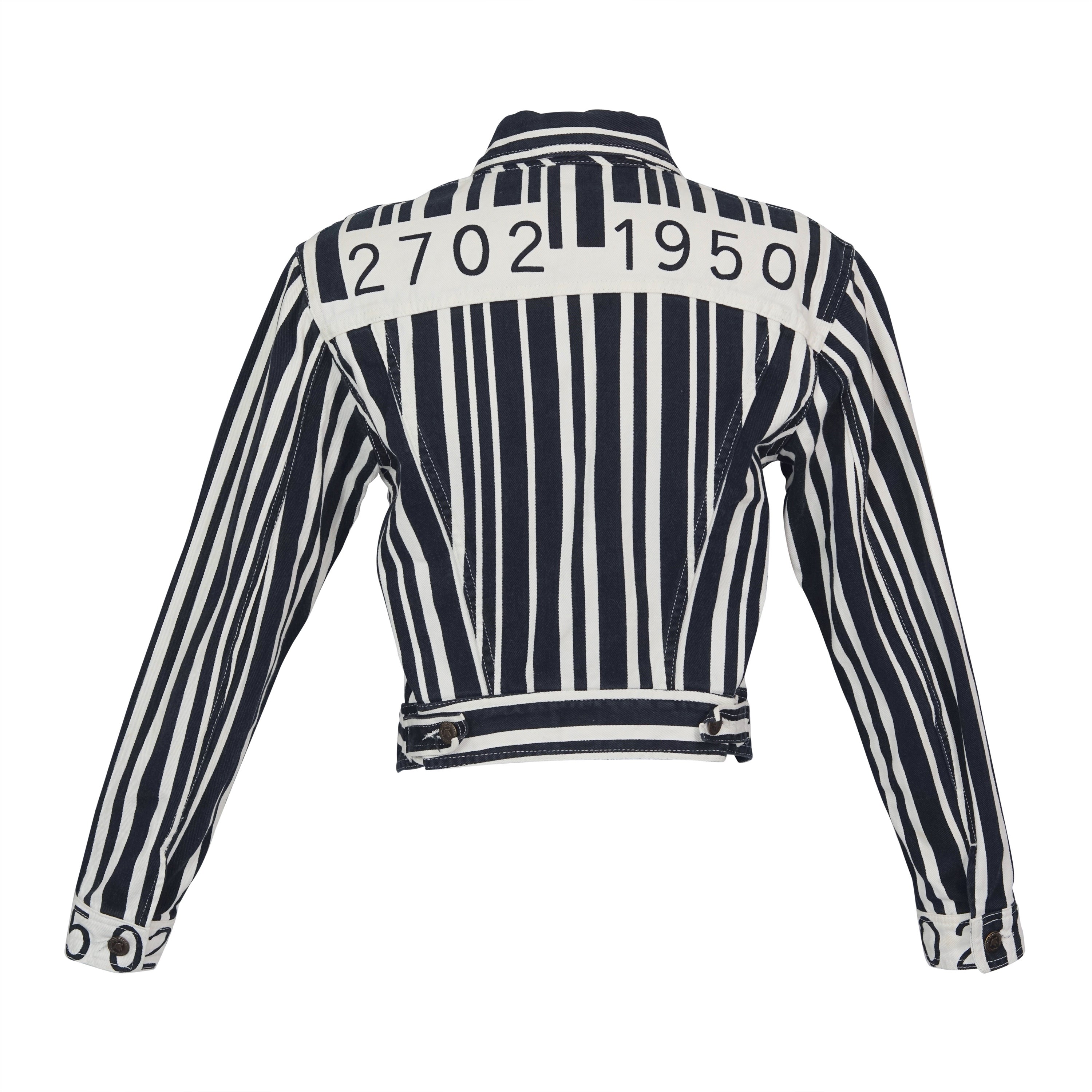 Vintage MOSCHINO Barcode Novelty Jacket For Sale at 1stDibs
