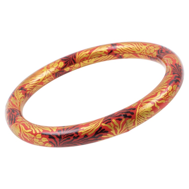 French Art Deco Celluloid Bracelet Bangle with Asian-Inspired Design ...