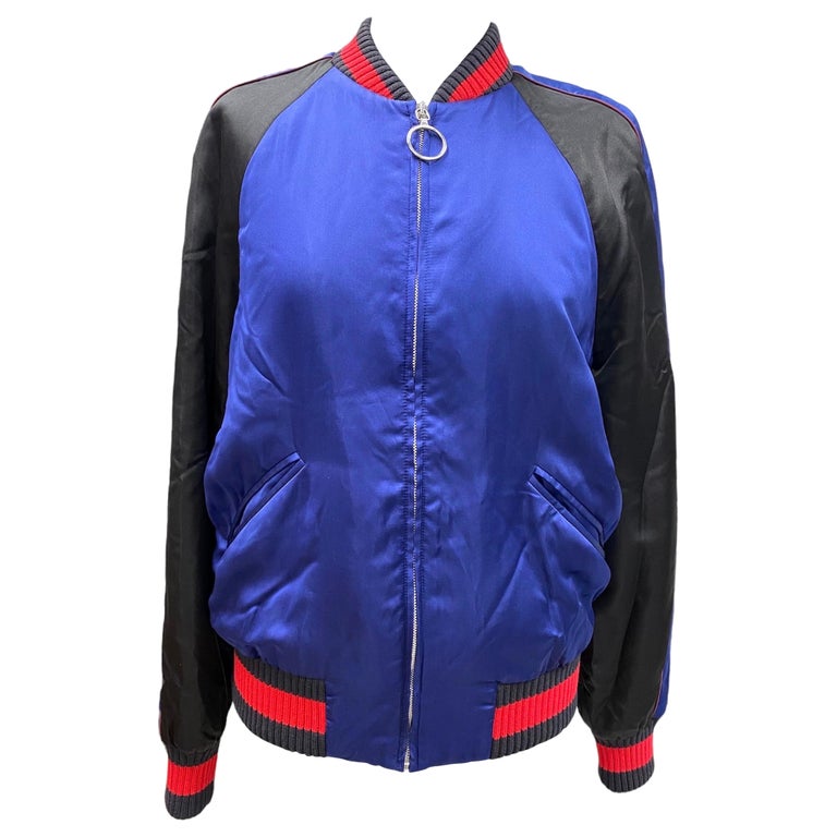 Gucci Bomber Jacket Blue Skull For Sale at 1stDibs