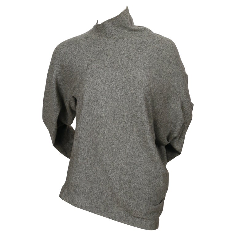1980's ISSEY MIYAKE grey draped sweater top For Sale at 1stDibs