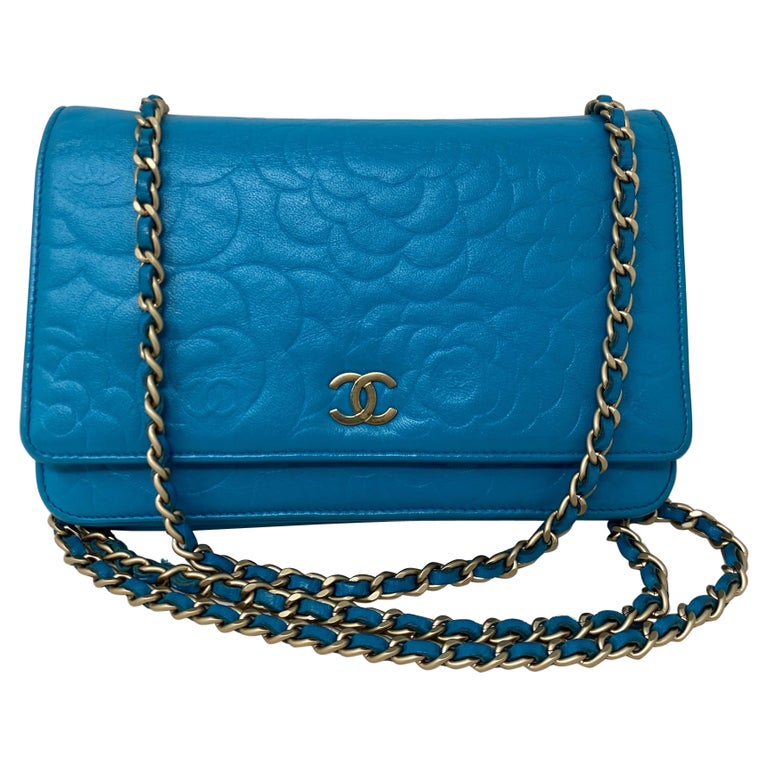 Chanel Teal Wallet On A Chain Bag at 1stDibs