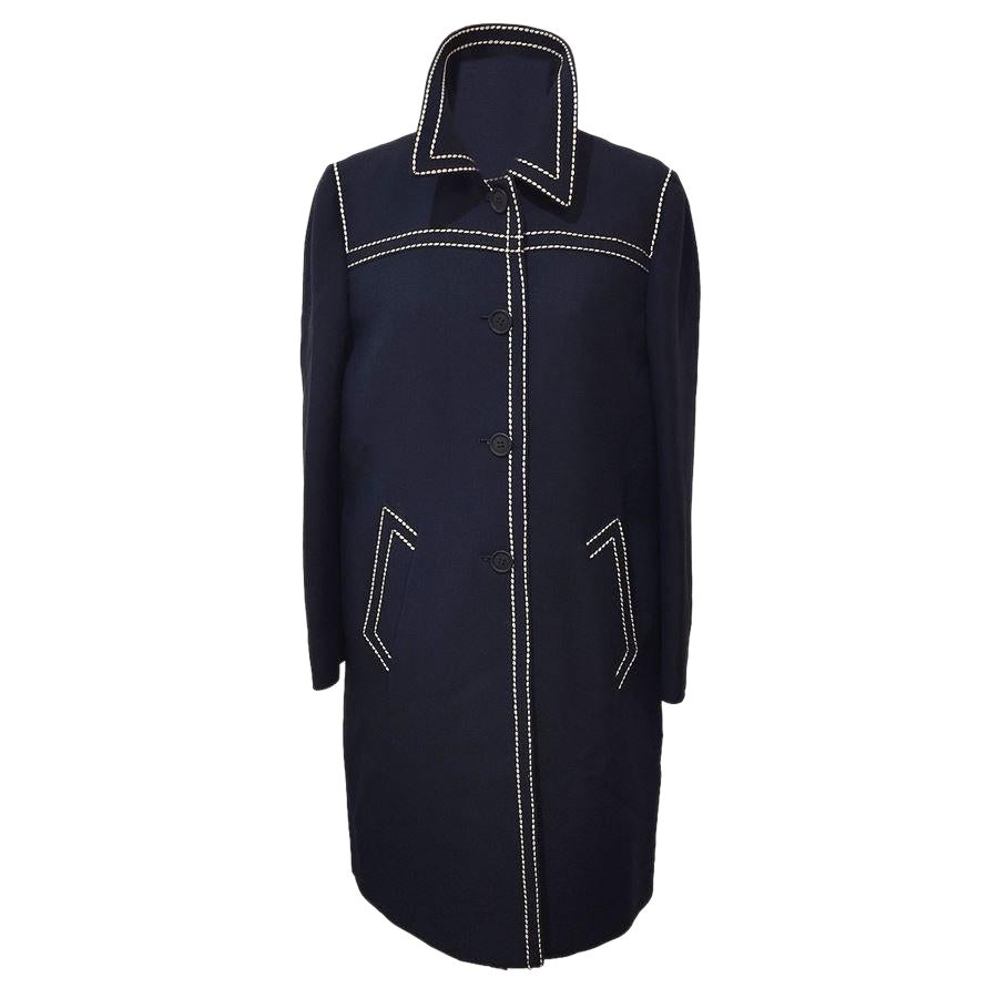 Prada Black Leather Coat at 1stDibs