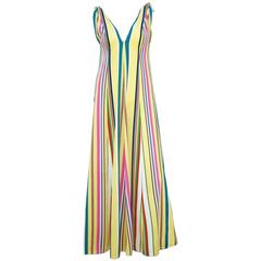 Vibrantly Striped 1970's Clovis Ruffin Jersey Knit Lounger Dress For ...