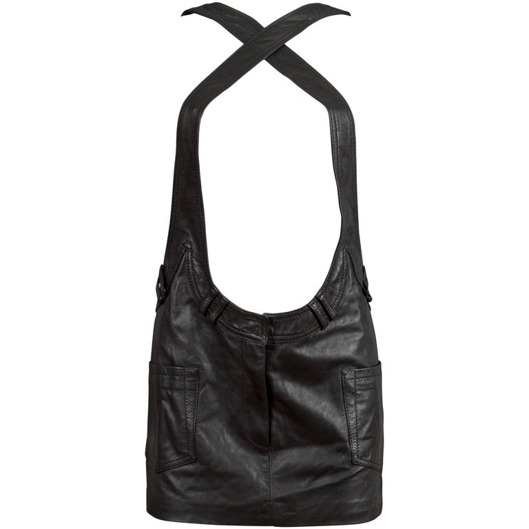 Alexander Wang black leather pinafore mini dress, C. 2010 For Sale at ... Alexander Wang black leather pinafore mini dress, C. 2010 For Sale at ...