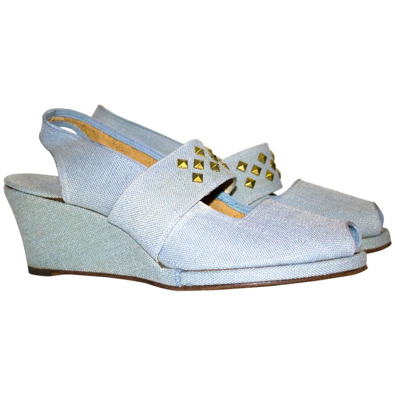 40s Light Blue Canvas Wedges For Sale at 1stDibs | baby blue wedges ...