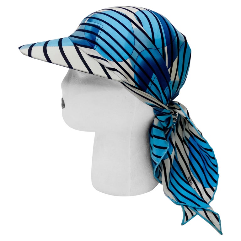 Hermes H20 Blue Pointu Scarf Cap For Sale at 1stDibs