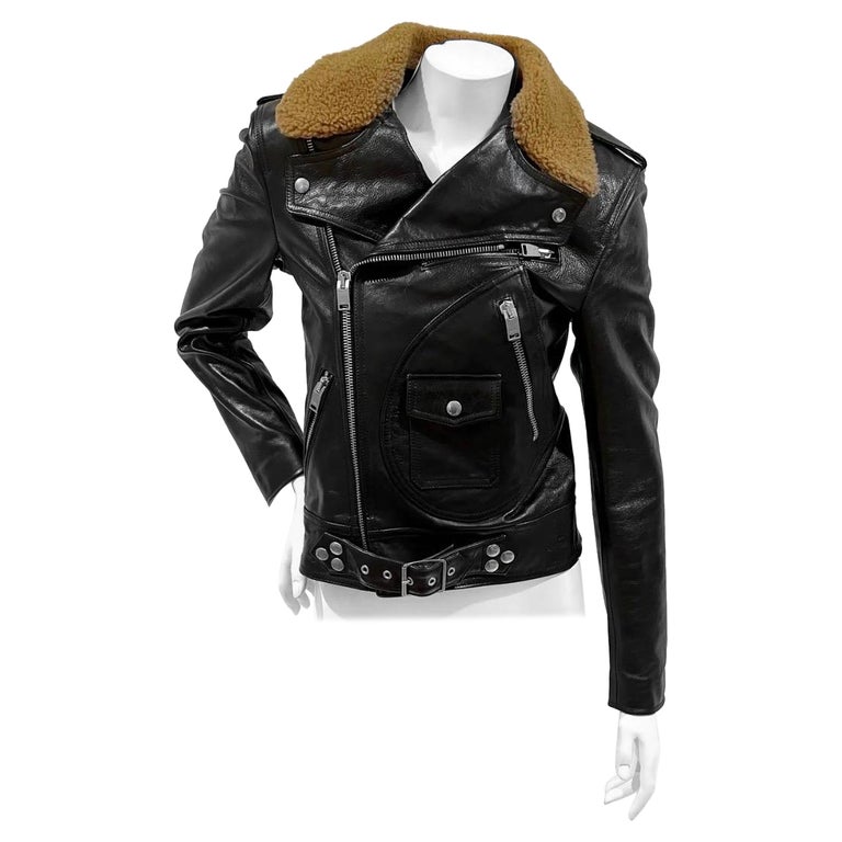 Saint Laurent Motorcycle Leather w/ Shearling Jacket For Sale at 1stDibs