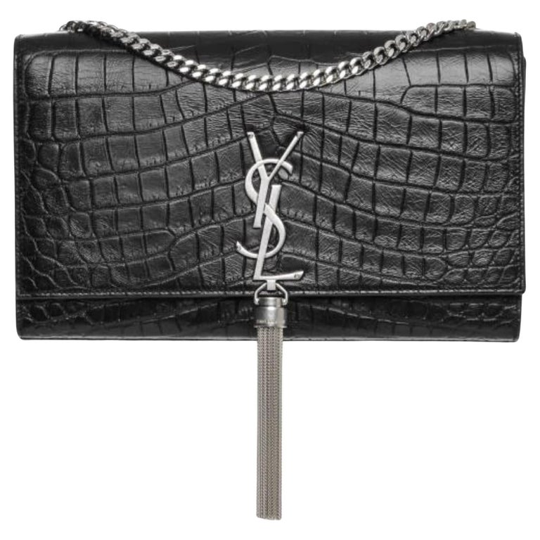 Saint Laurent Crocodile Embossed Chain Tassel Kate Bag (354119) at 1stDibs