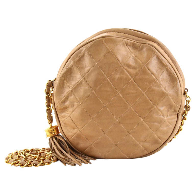Chanel Vintage Round Tassel Crossbody Bag Quilted Lambskin Large For ...