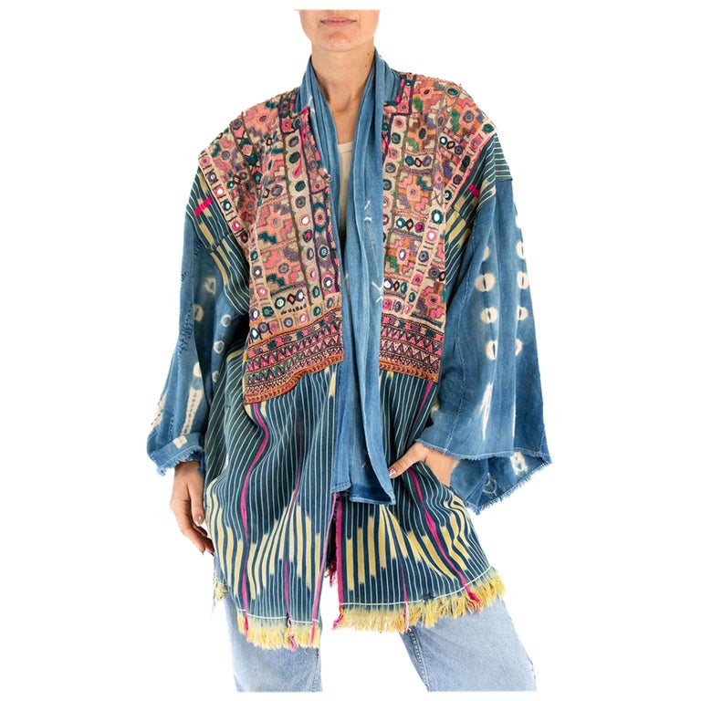 MORPHEW COLLECTION West African Indigo Pink Cotton Unisex Beach Coat ...