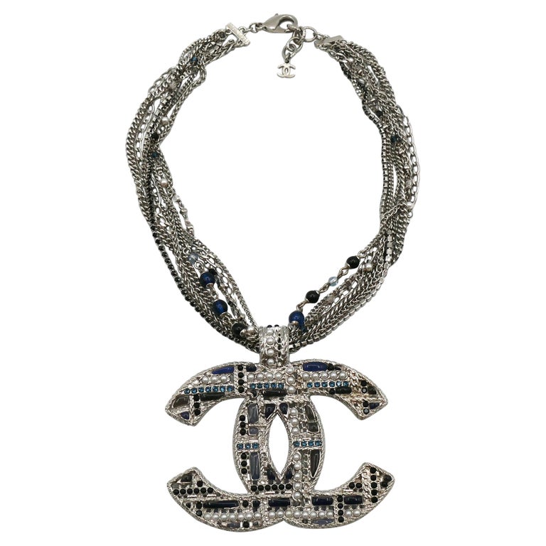 CHANEL Massive Jewelled CC Pendant Multi-strand Necklace, 2019 at 1stDibs