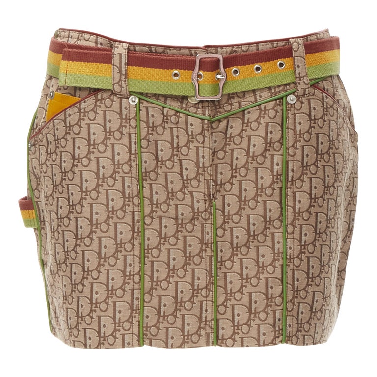CHRISTIAN DIOR Galliano Y2K Rasta belted leather trim monogram mini ...