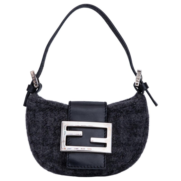 Fendi Cashmere Charcoal Mini Croissant Bag (26673) For Sale at 1stDibs