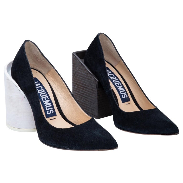 Jacquemus Two Tone Geometric Block Suede Heel Pumps (EU 37) For Sale at ...