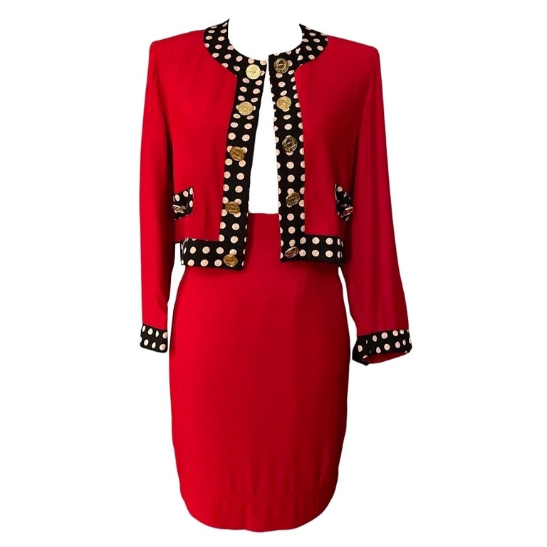 1990's Vintage red skirt suit by MOSCHINO Cheap and Chic For Sale at ...