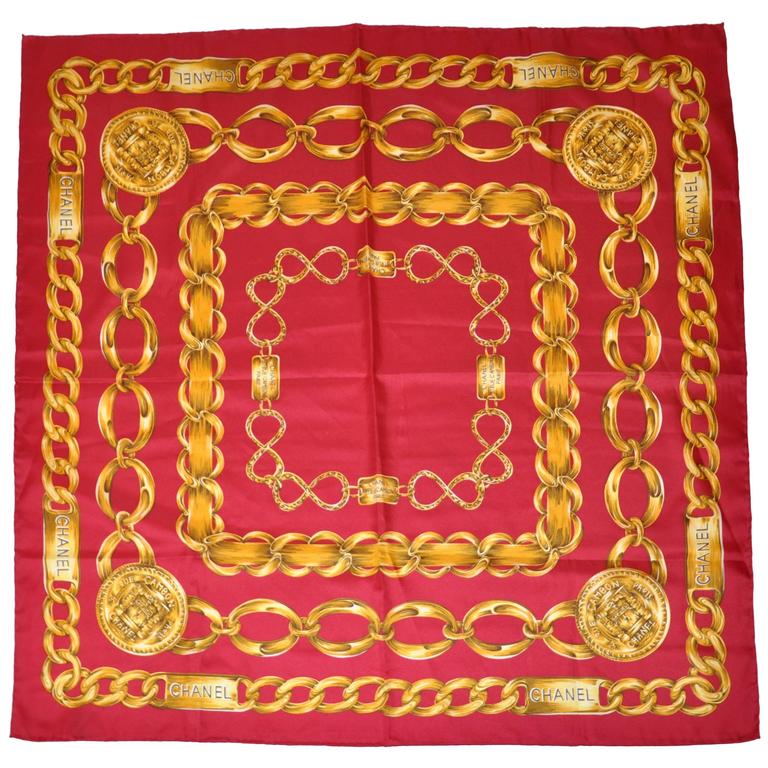 Chanel Iconic "Chain" Burgundy silk scarf at 1stDibs | chanel chain ...