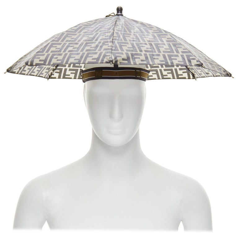 new FENDI Rare Runway Forever FF Zucca brown monogram print umbrella ...