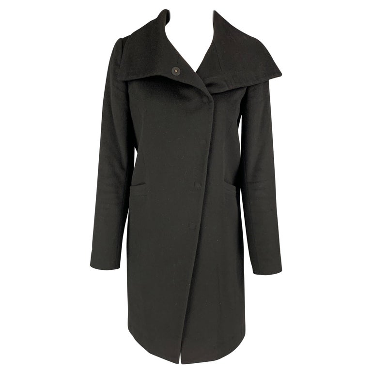 LAN JAENICKE Size S Black Cashmere Hidden Snaps Coat For Sale at 1stDibs