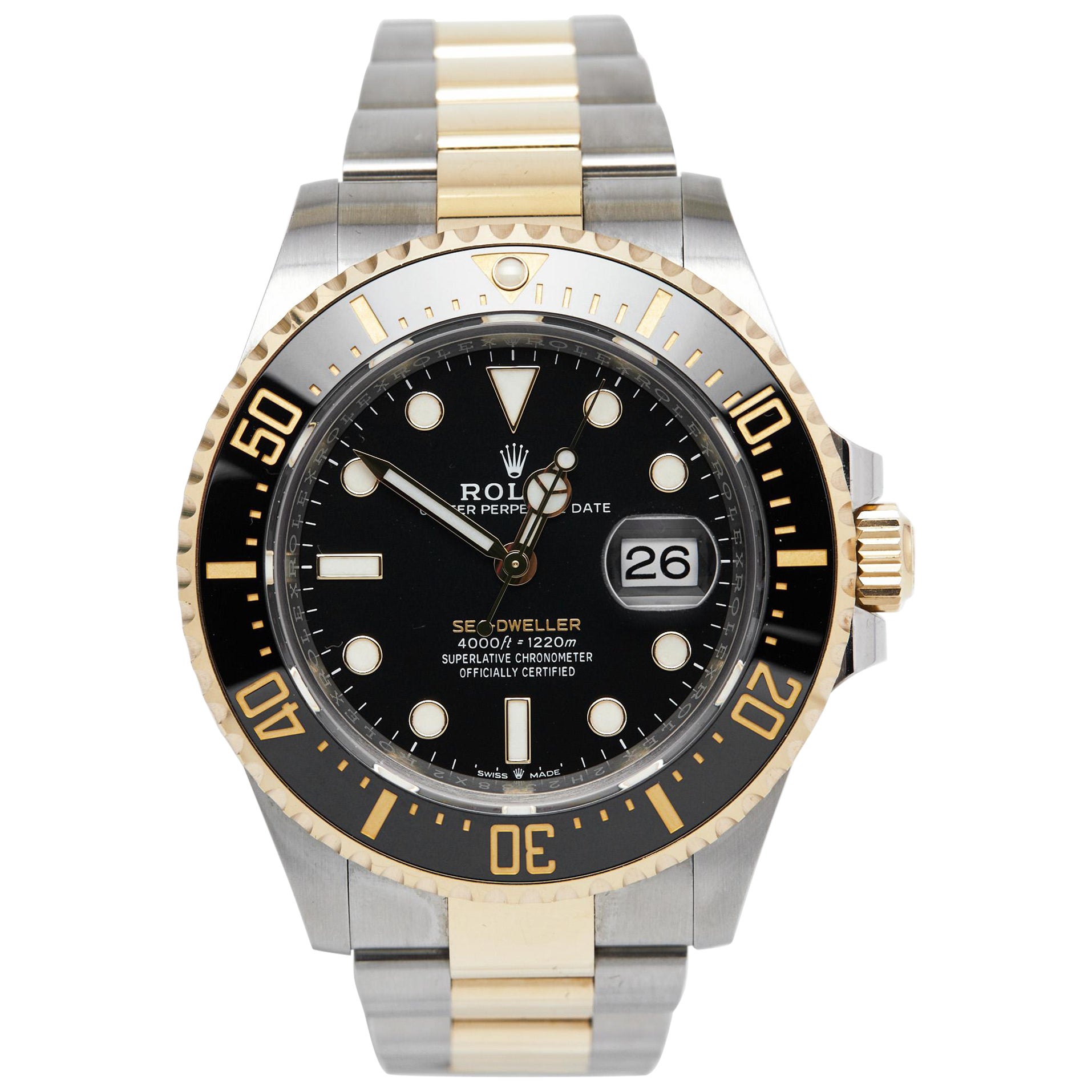 Rolex Black 18k Yellow Gold Sea-Dweller M126603-0001 Men's Wristwatch ...