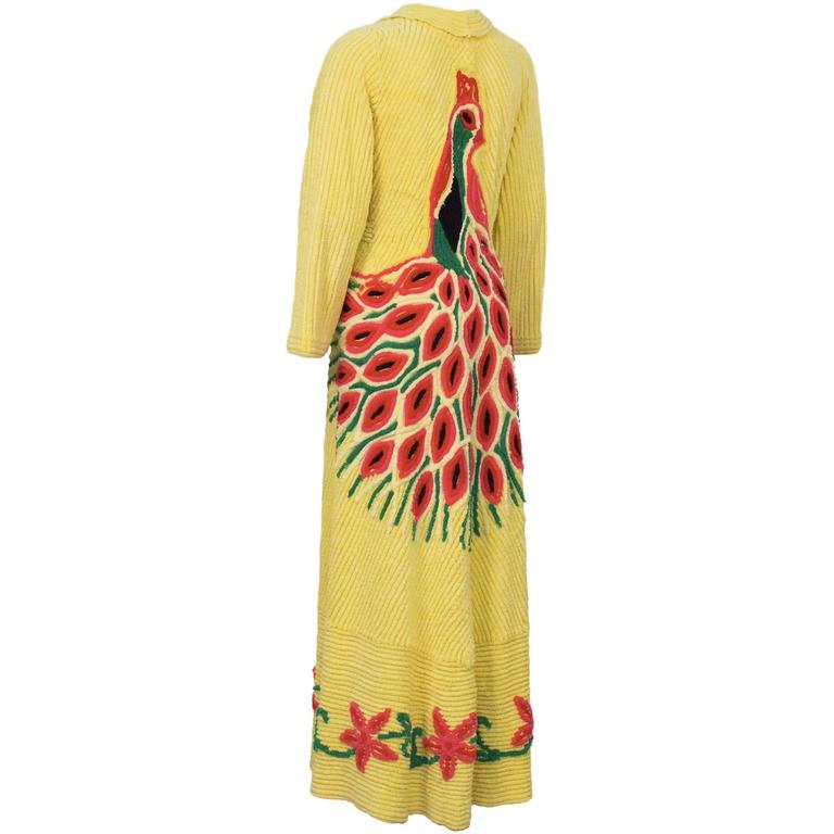 1950's Yellow Chenille Robe With Peacock at 1stDibs | chenille robe ...