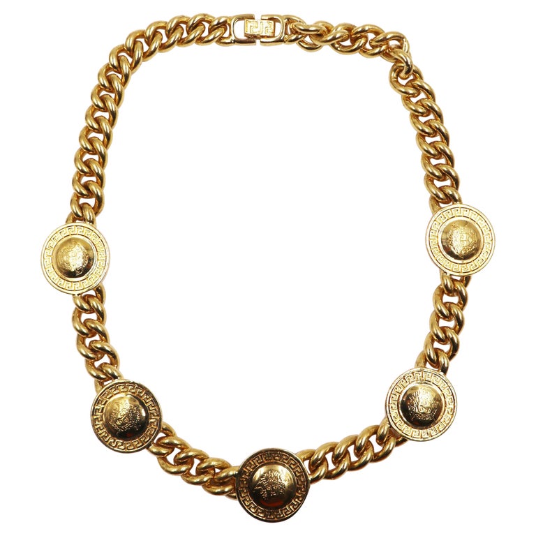 GIANNI VERSACE MEDALLION VINTAGE MEDUSA CHOKER Gold Neclace For Sale at ...