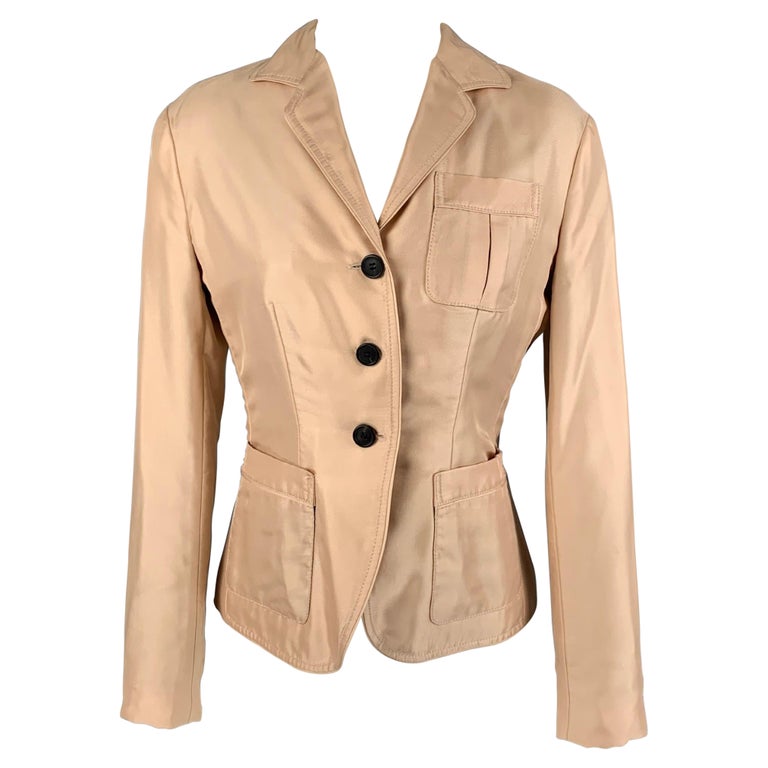 PRADA Size 4 Blush Silk Single Breasted Jacket For Sale at 1stDibs