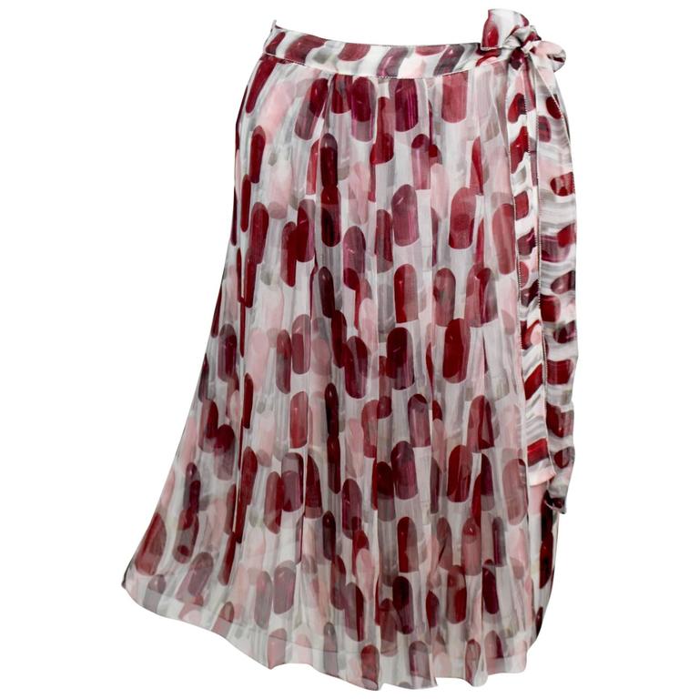 Prada Lipstick Print Silk Wrap Skirt Spring 2000 Runway at 1stDibs ...