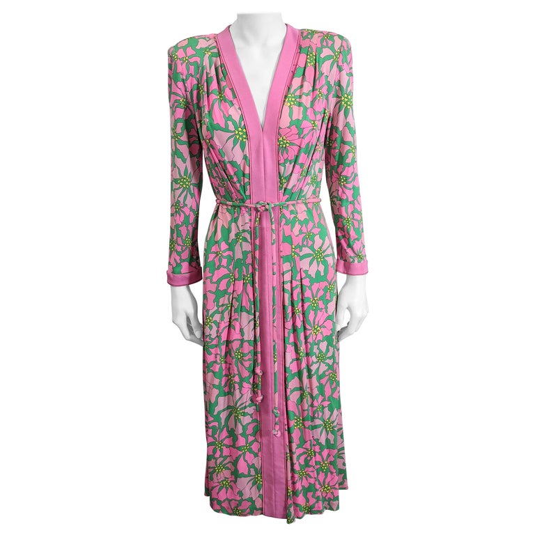 Bessi Silk Jersey Poinsettia Print Dress For Sale at 1stDibs