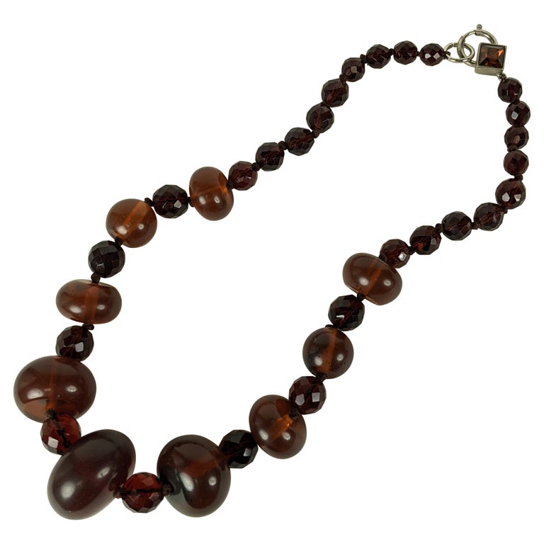 Italian Faux Amber Bead Necklace For Sale at 1stDibs