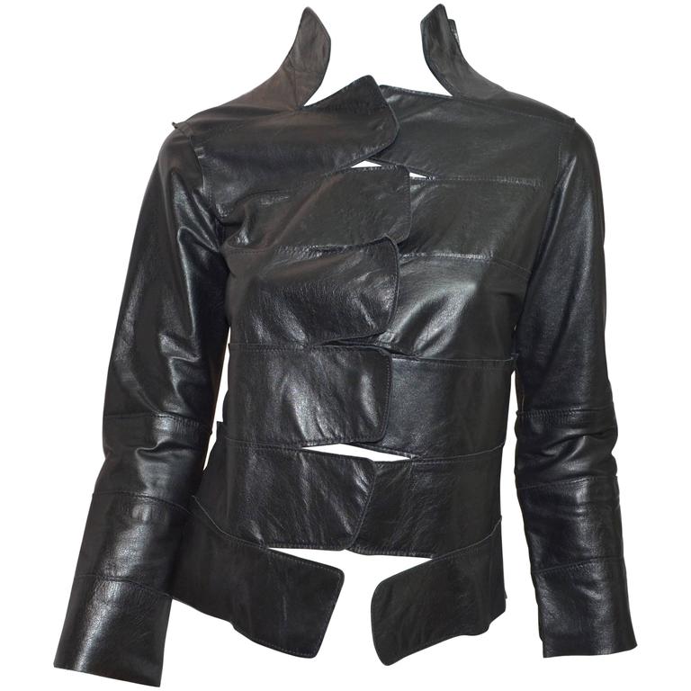 Vintage 1980s Custom Unlined Black Leather Jacket at 1stDibs