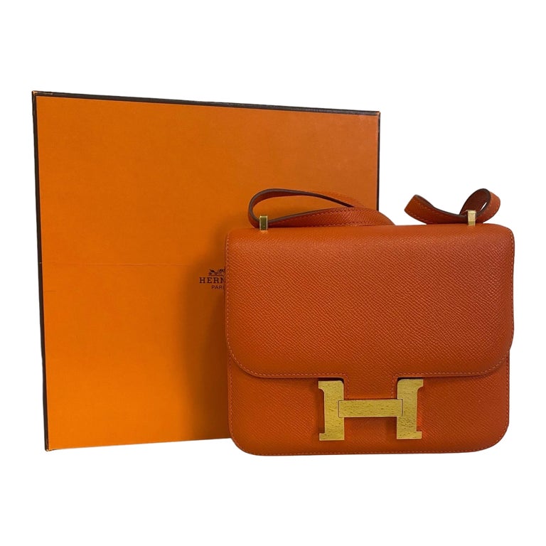 Hermes Constance Mini Epsom Orange And Gold For Sale at 1stDibs